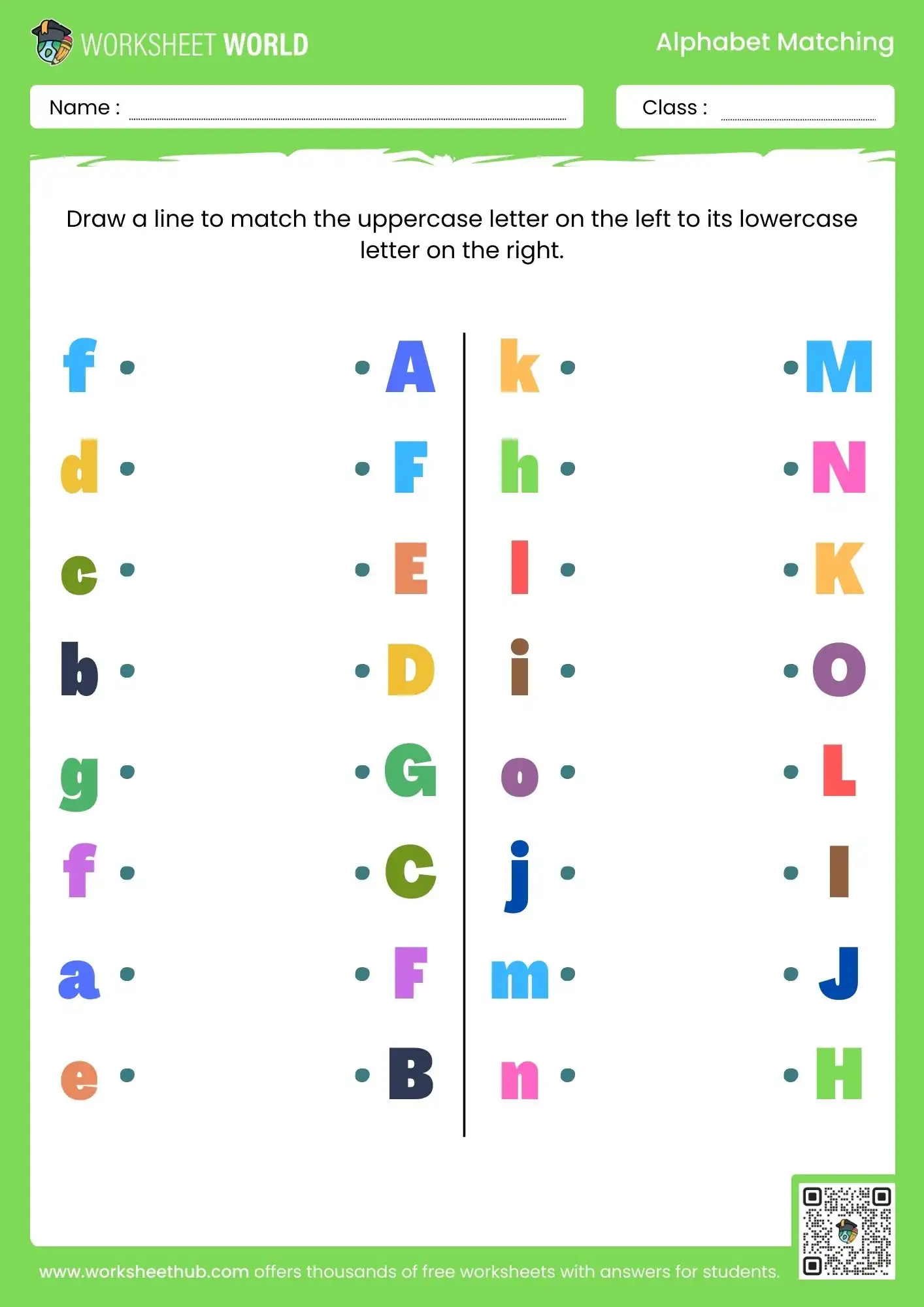 Alphabet Matching Worksheets - Worksheet World