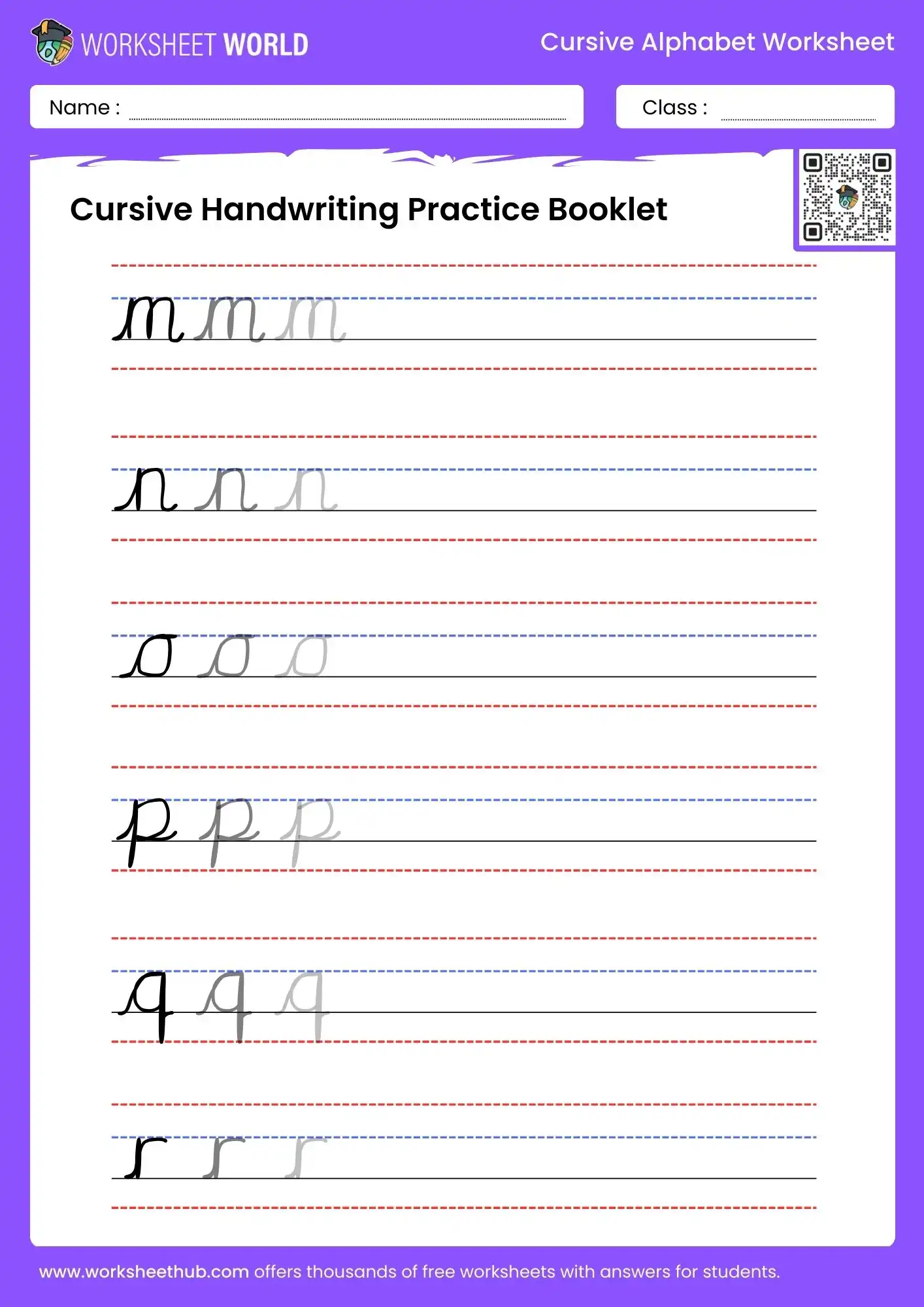 Cursive Alphabet Worksheet - Worksheet World