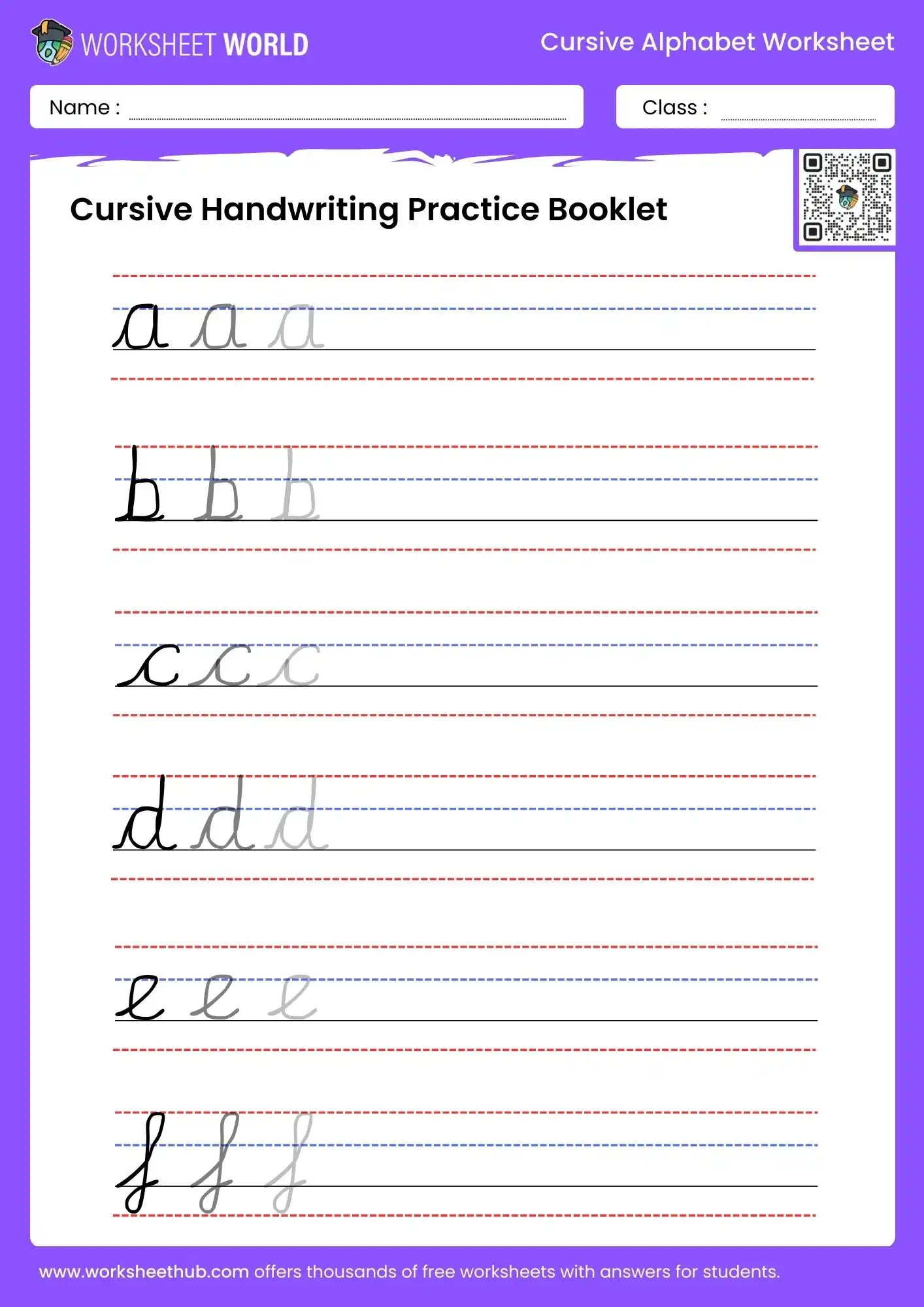 English Cursive Writing Worksheets - Worksheet World