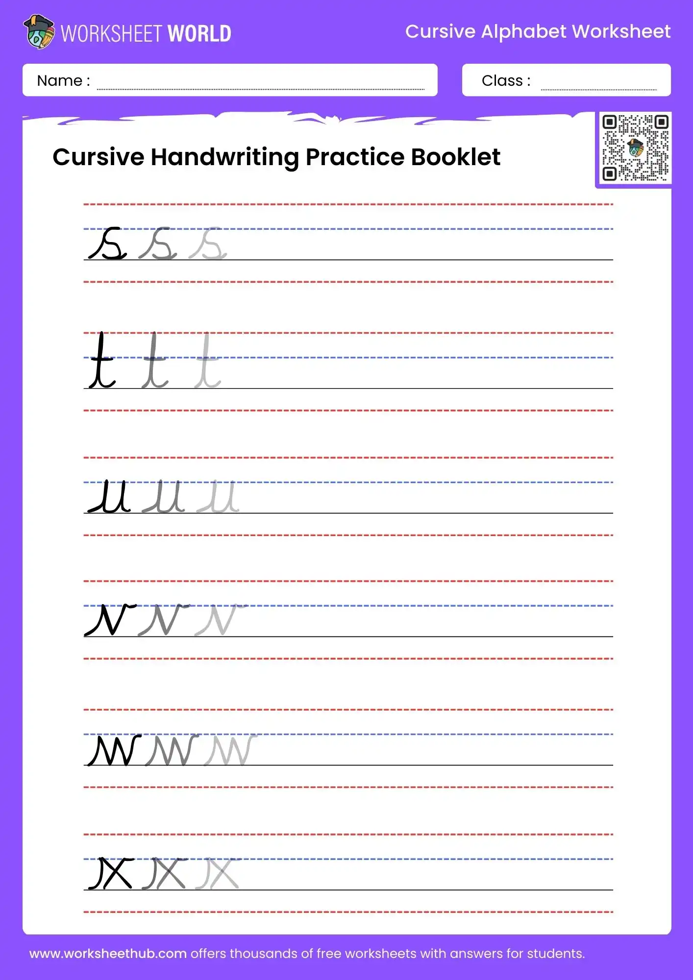 Free Printable Cursive Handwriting Worksheets - Worksheet World