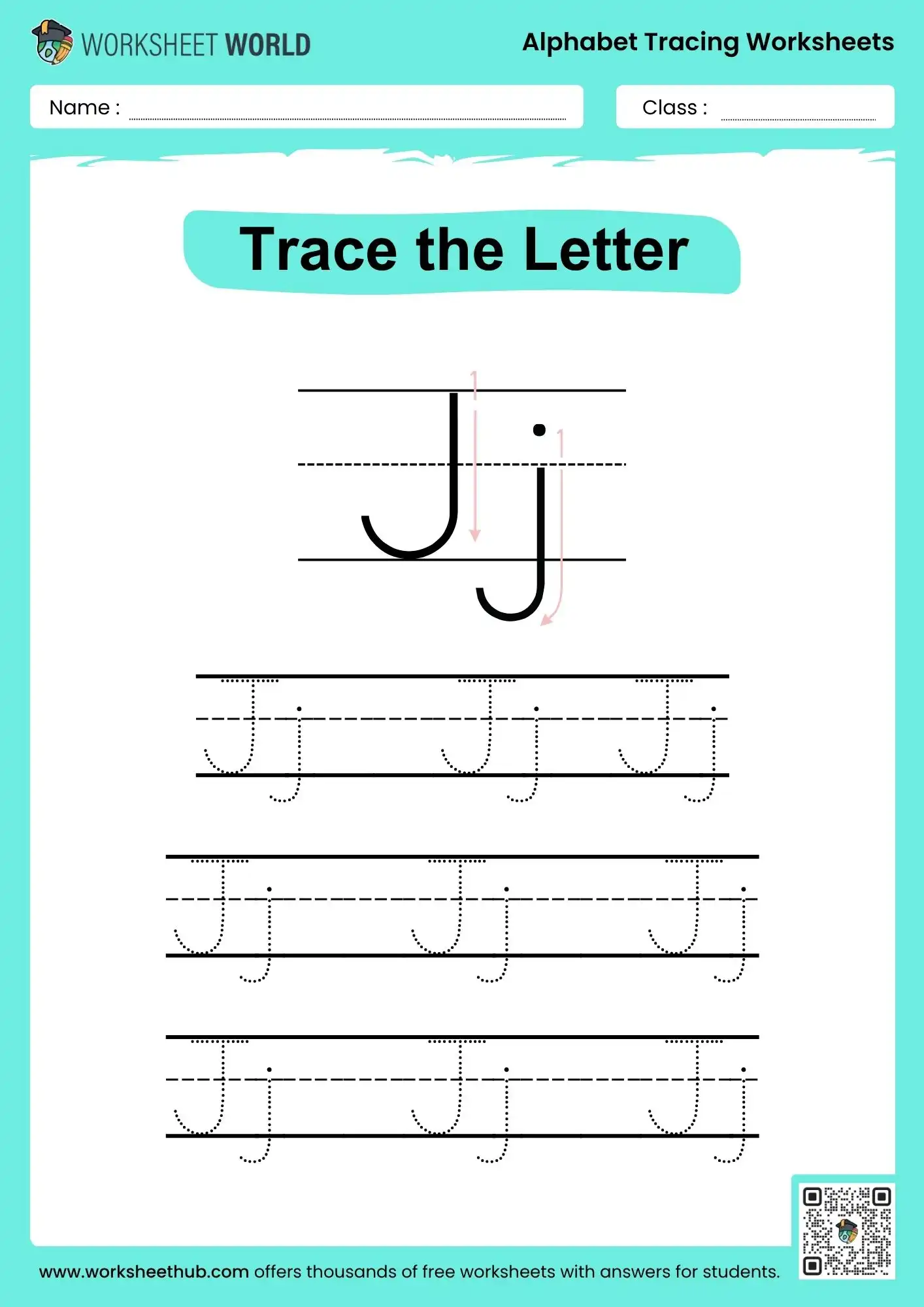 J Alphabet Letter Tracing Worksheets - Worksheet World