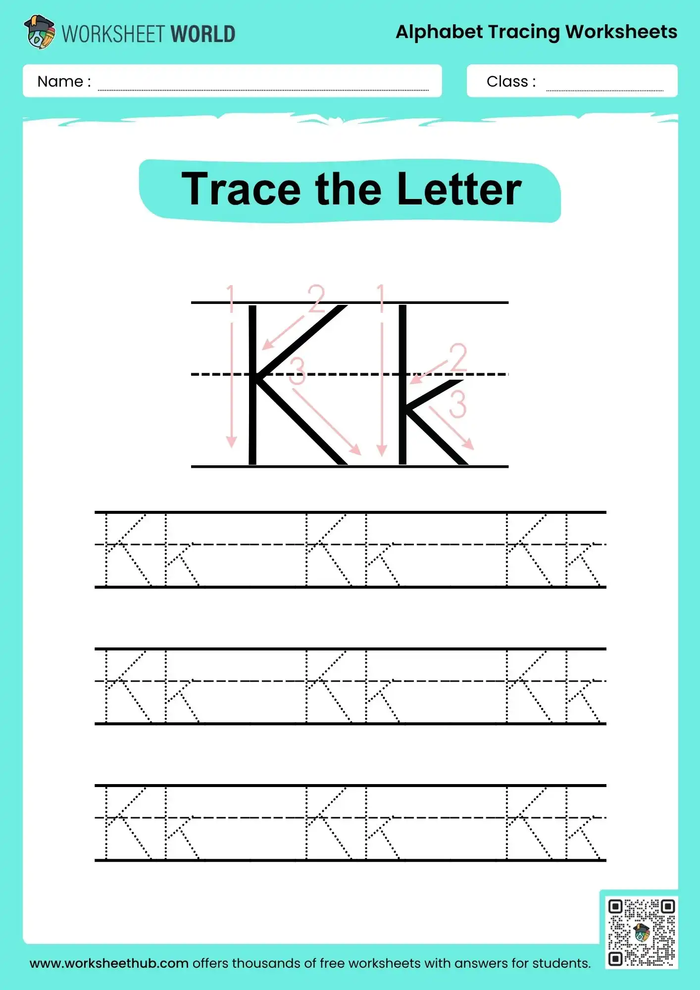 K Alphabet Letter Tracing Worksheets - Worksheet World