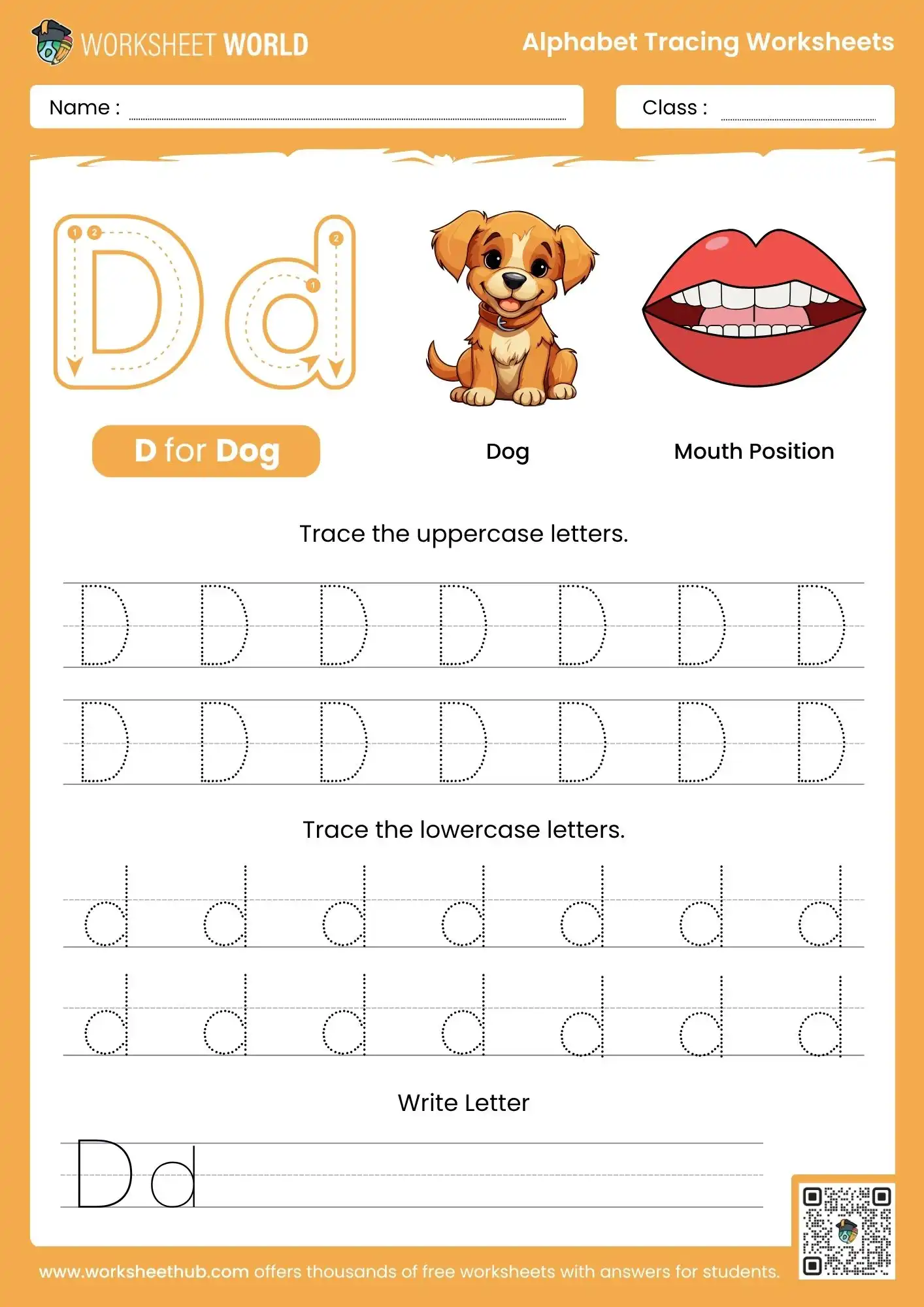 Letter D Alphabet Tracing Worksheets - Worksheet World