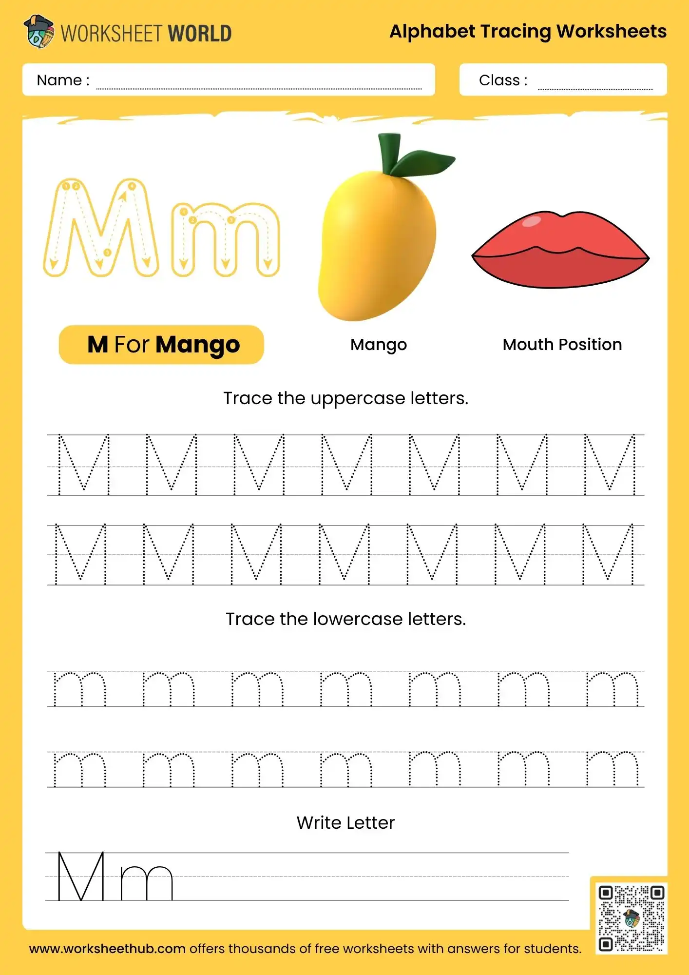 Letter M Alphabet Tracing Worksheets - Worksheet World