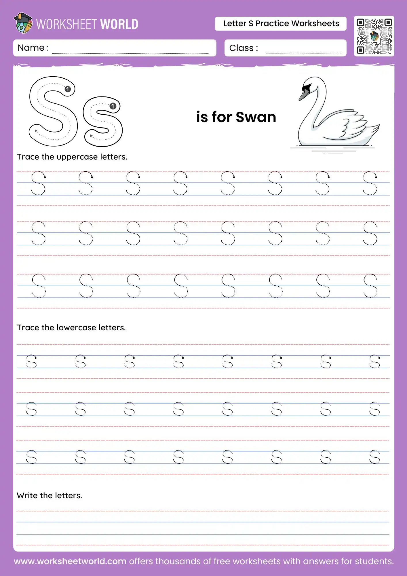 Free Letter S Practice Worksheets (Preschool and Kindergarten ...