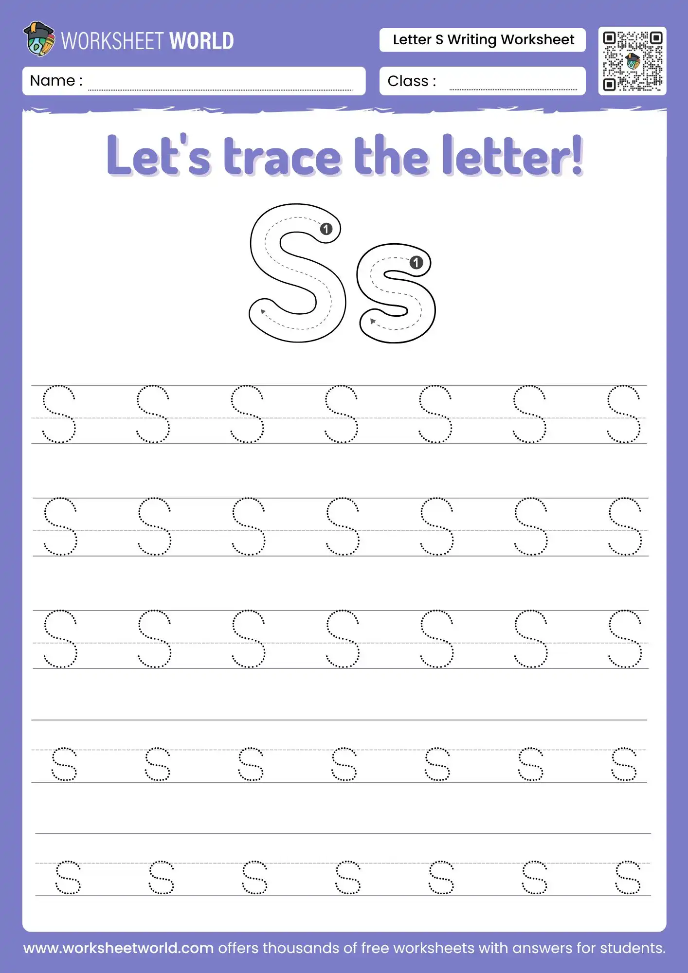 Free Printable Letter S Writing Worksheet - Worksheet World