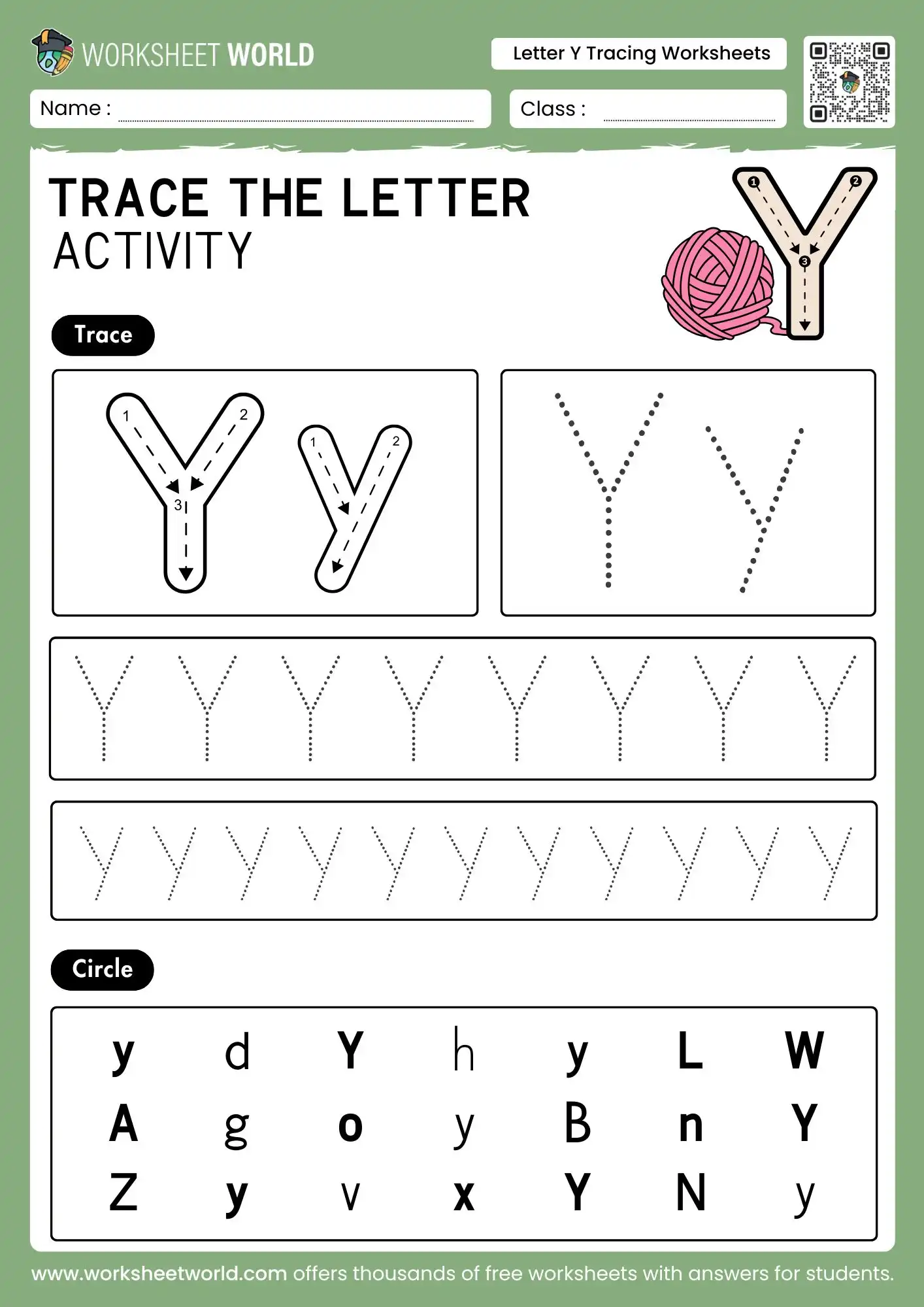 Letter Y Tracing Worksheets (Free Printable PDF) - Worksheet World