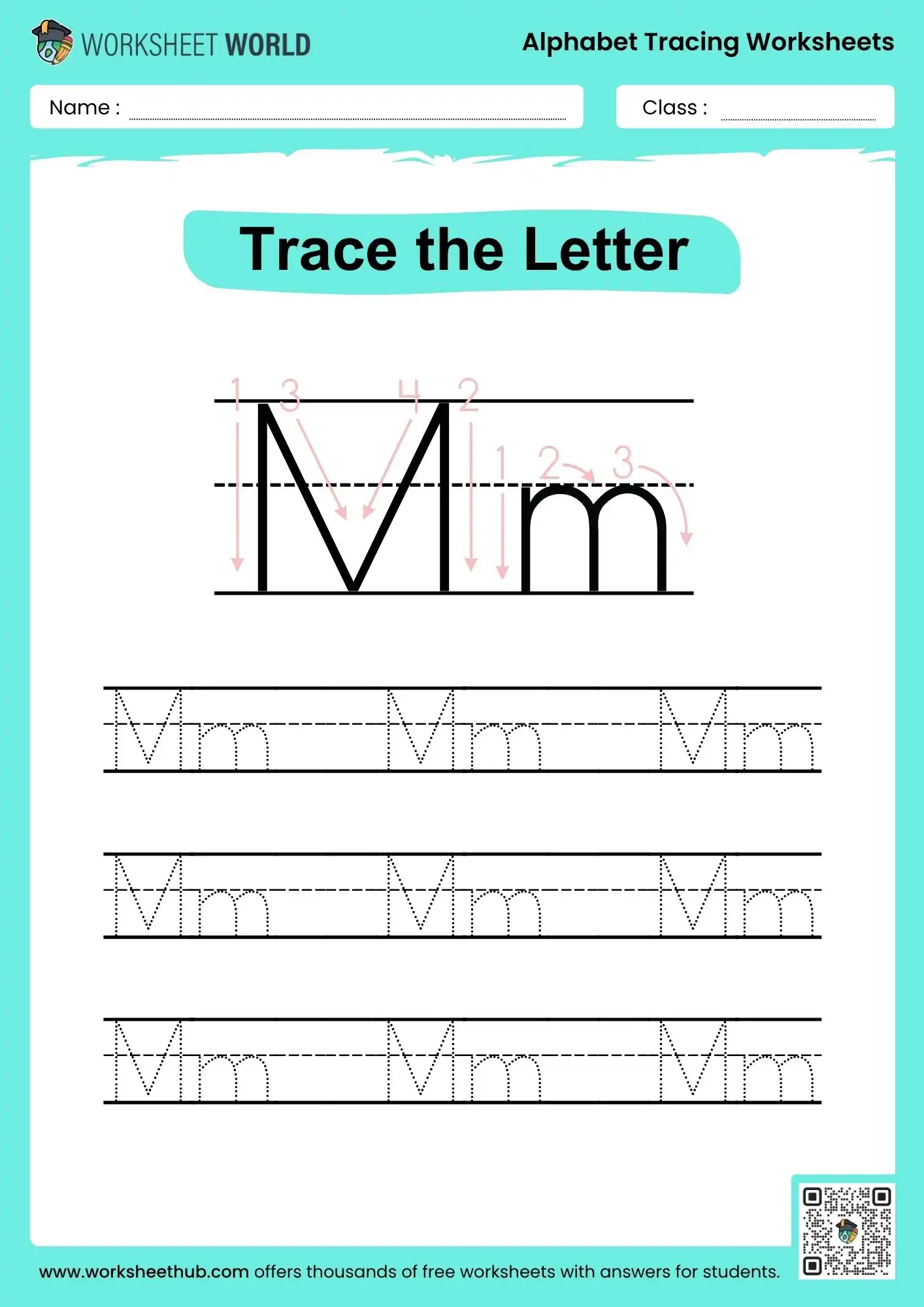 M Alphabet Letter Tracing Worksheets - Worksheet World