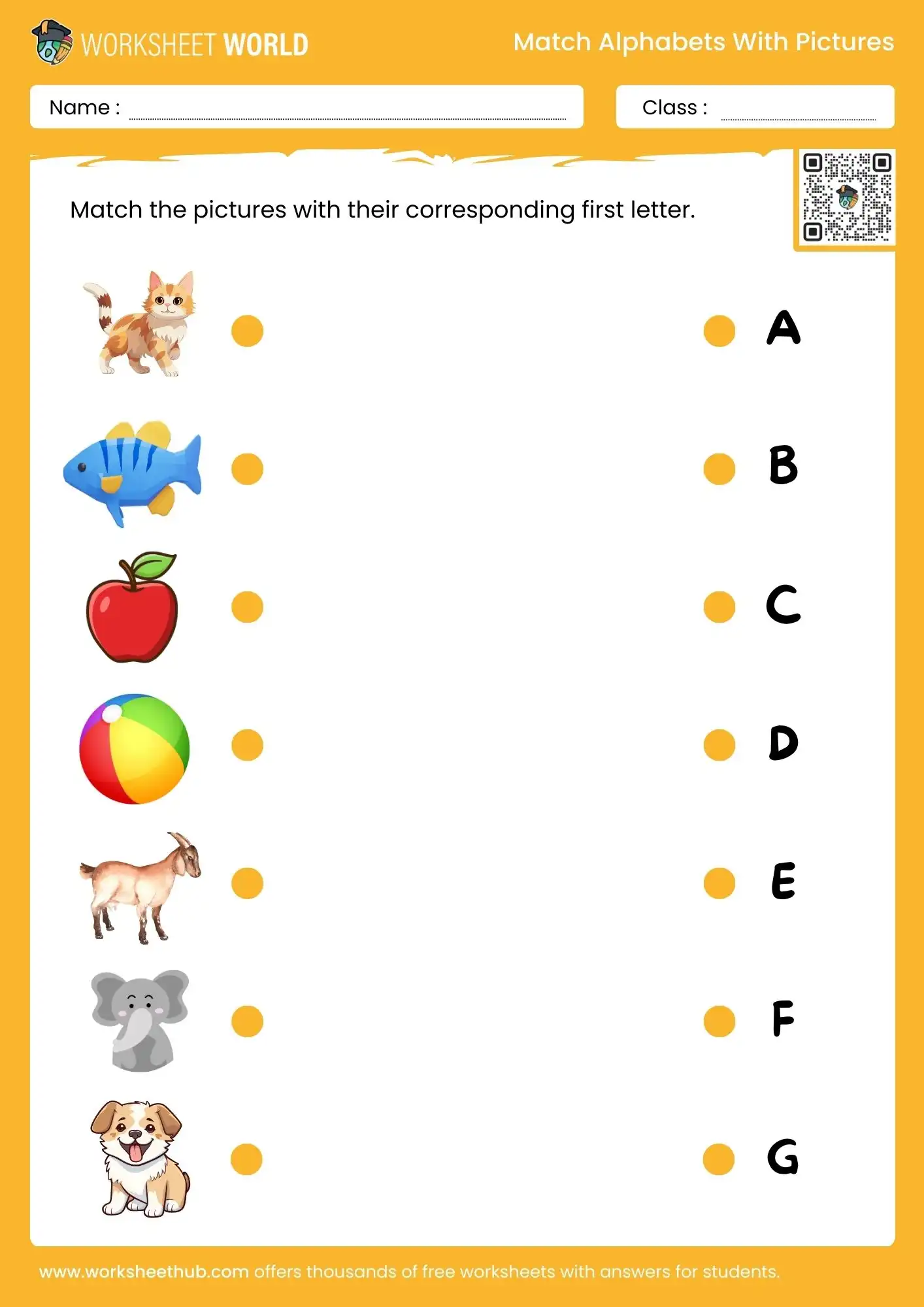 Match Alphabets With Pictures Worksheets PDF - Worksheet World