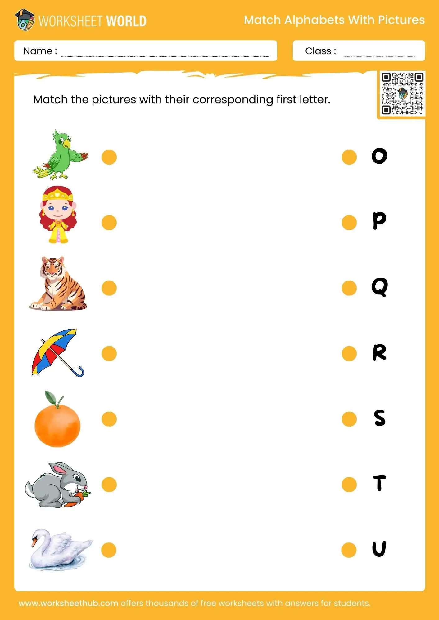 Matching Alphabet Letters With Pictures Worksheets - Worksheet World