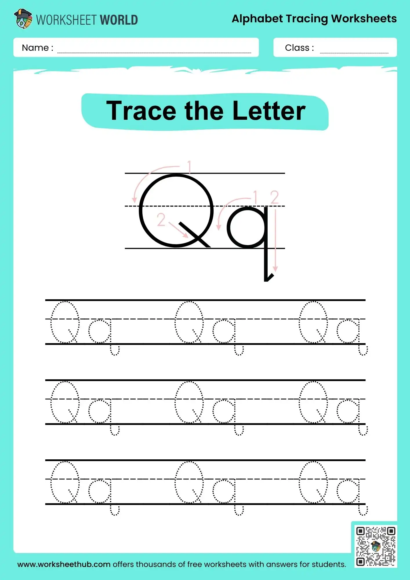 Q Alphabet Letter Tracing Worksheets - Worksheet World