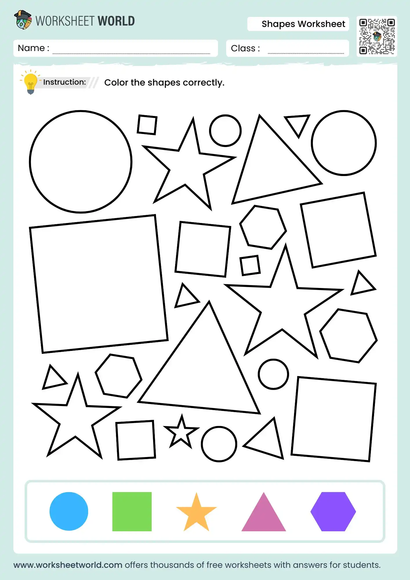Shapes And Colors Worksheets - Free Printable PDF For Kids - Worksheet ...