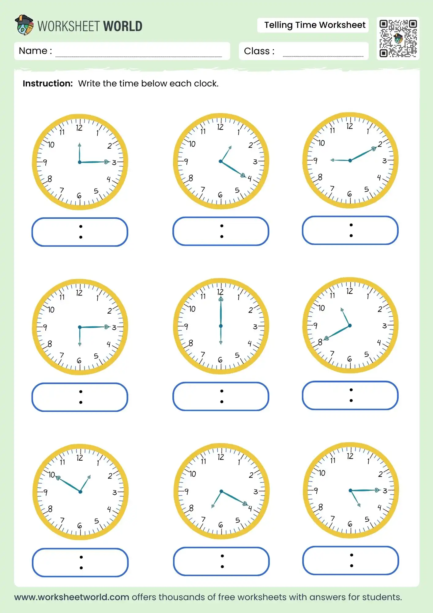 Telling Time Worksheets Free Analogue Clock Practice PDF For Students Telling Time Worksheets Free Analogue Clock Practice PDF For Students