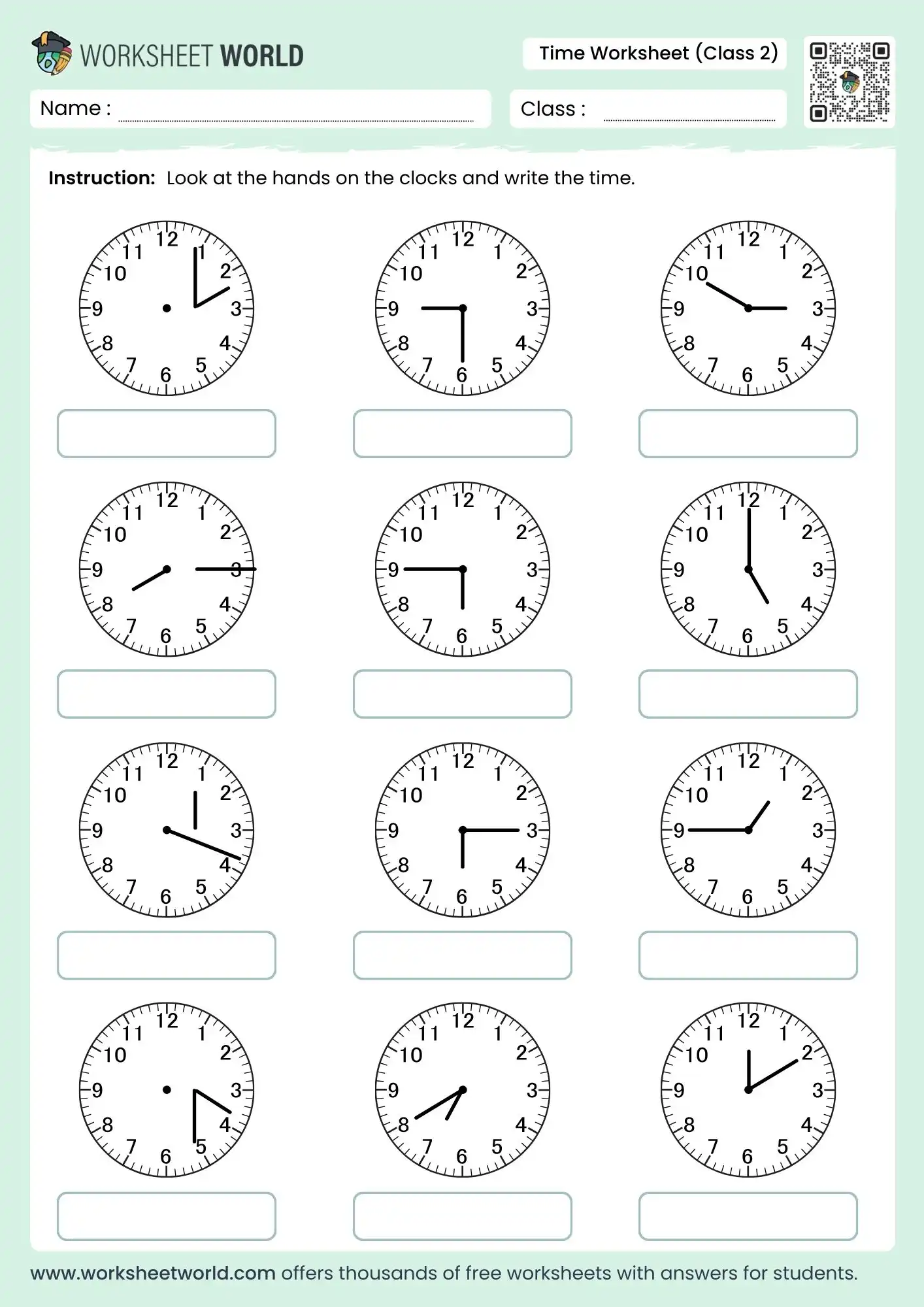 Time Worksheets Grade 2 (Free Printable PDF Included) - Worksheet World