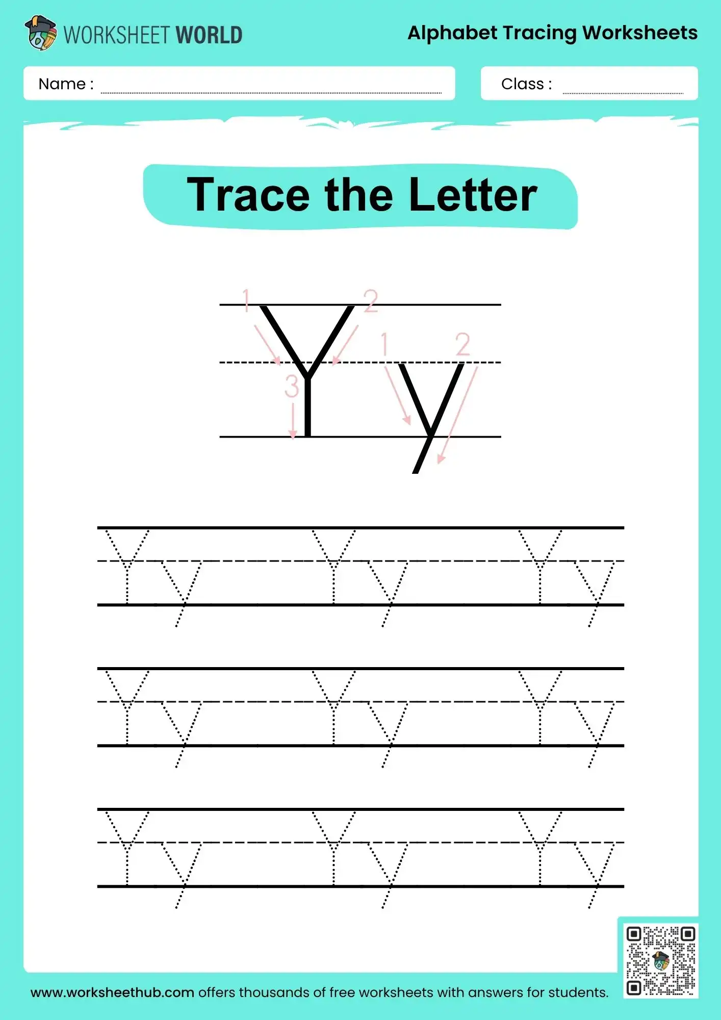 Y Alphabet Letter Tracing Worksheets - Worksheet World